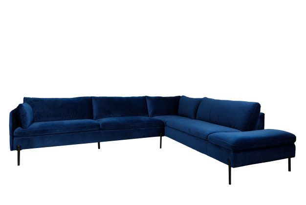 Swift corner sofa in Blue Velvet, Right hand corner - Pieces.ie
