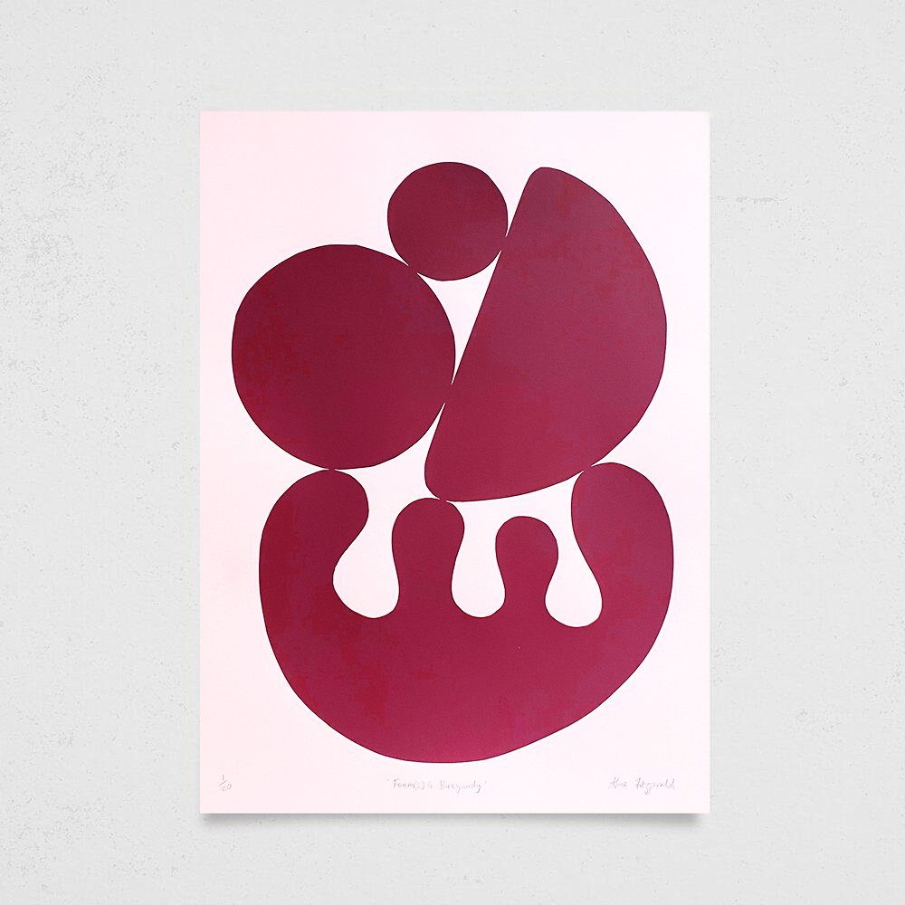 Alice Fitzgerald - Form(s) 4 Burgundy Unframed - Pieces.ie