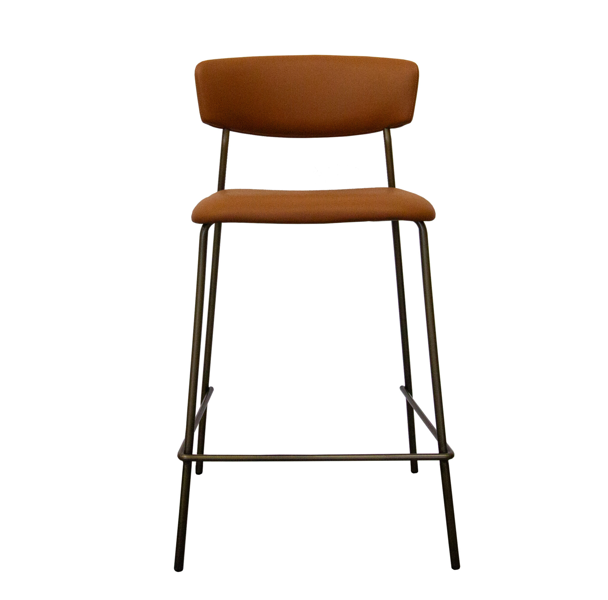 Thomas Counter top stool in Dark Tan and Matt Black Frame - Pieces.ie