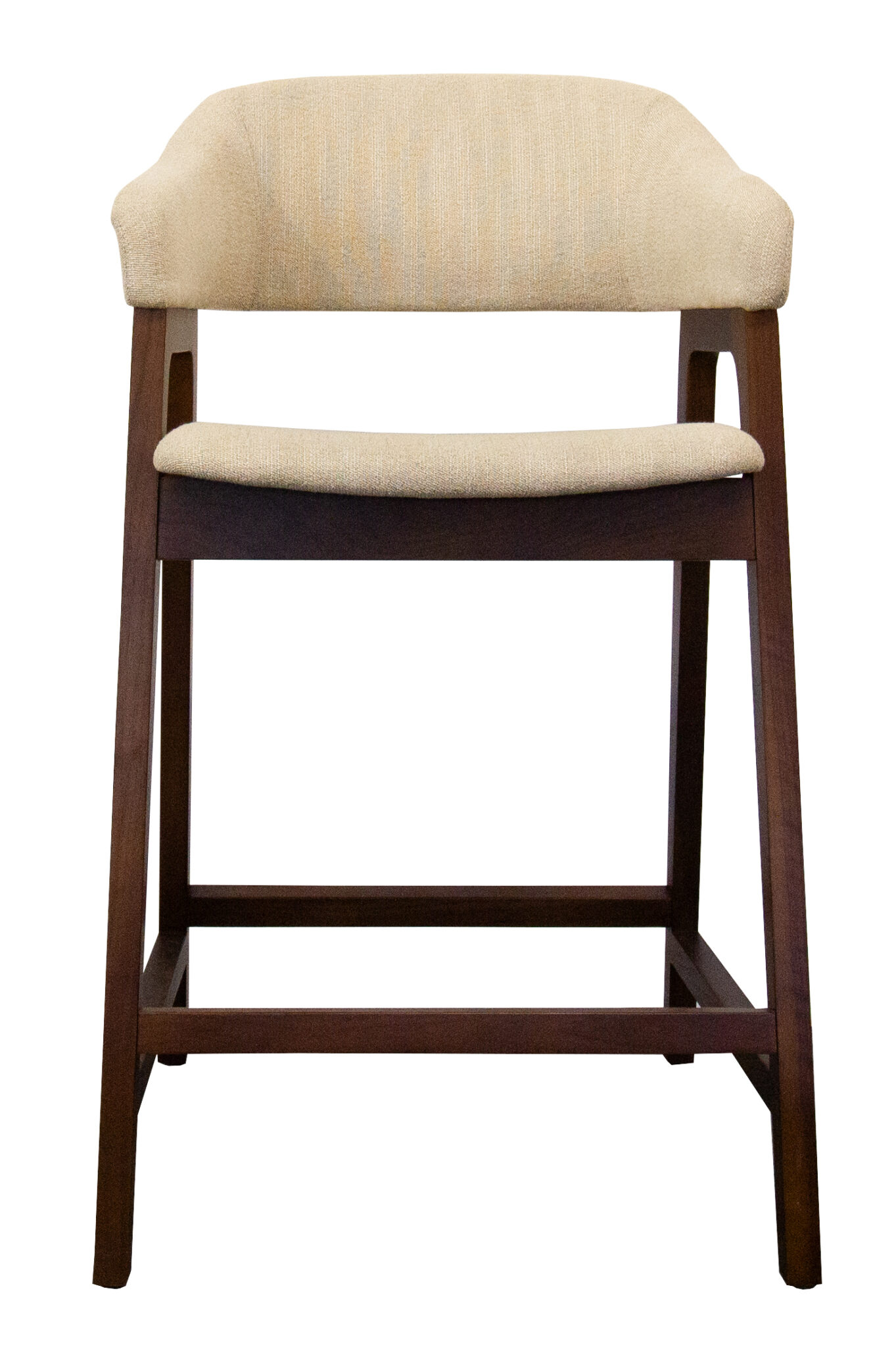 Tolka Counter Chair in Solid Walnut, Oatmeal Fabric Seat & Back - Pieces.ie